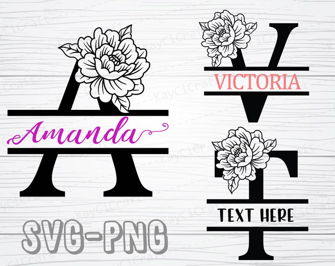Floral Split Monogram Svg, Initial Svg, Split Letter Svg, Alphabet Svg ...