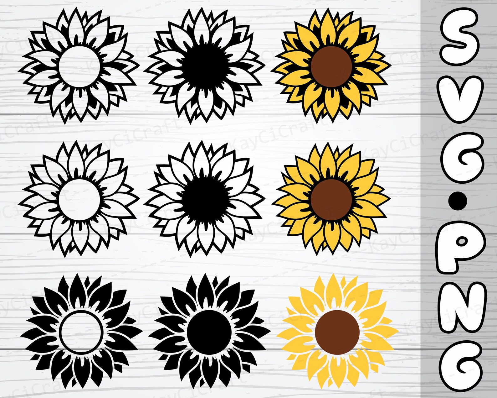 Sunflower Split Monogram SVG | Sunflower SVG | Sunflower Bundle Svg ...