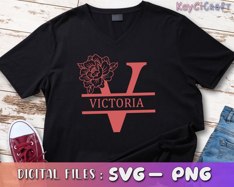 Floral Split Monogram Alphabet SVG Split Monogram Frame - Etsy