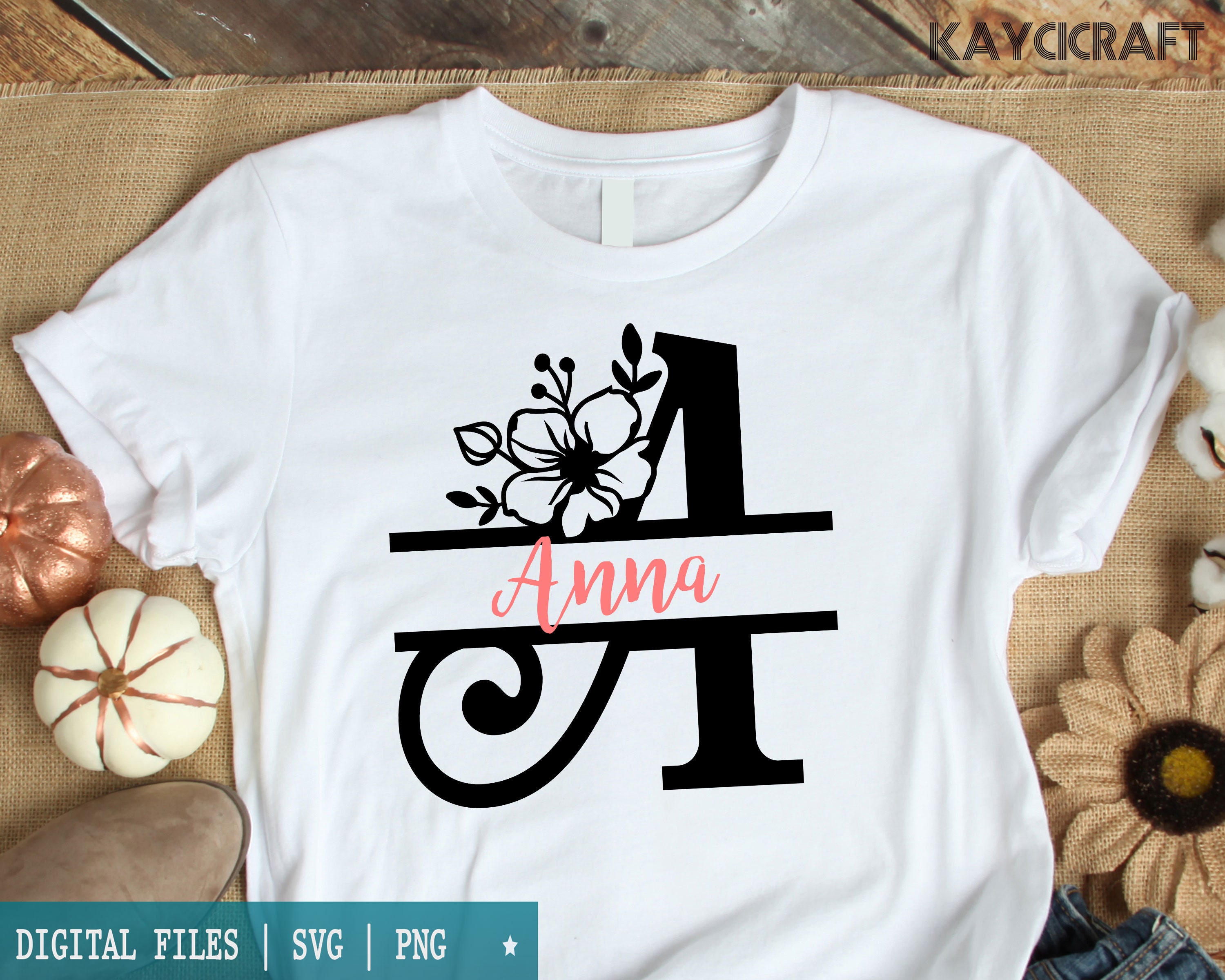 Floral Split Monogram Alphabet SVG | Split Monogram Frame Alphabet ...