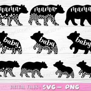 Mama Bear SVG | Baby Bear SVG | Mama Bear Floral Svg | Mama Bear ...