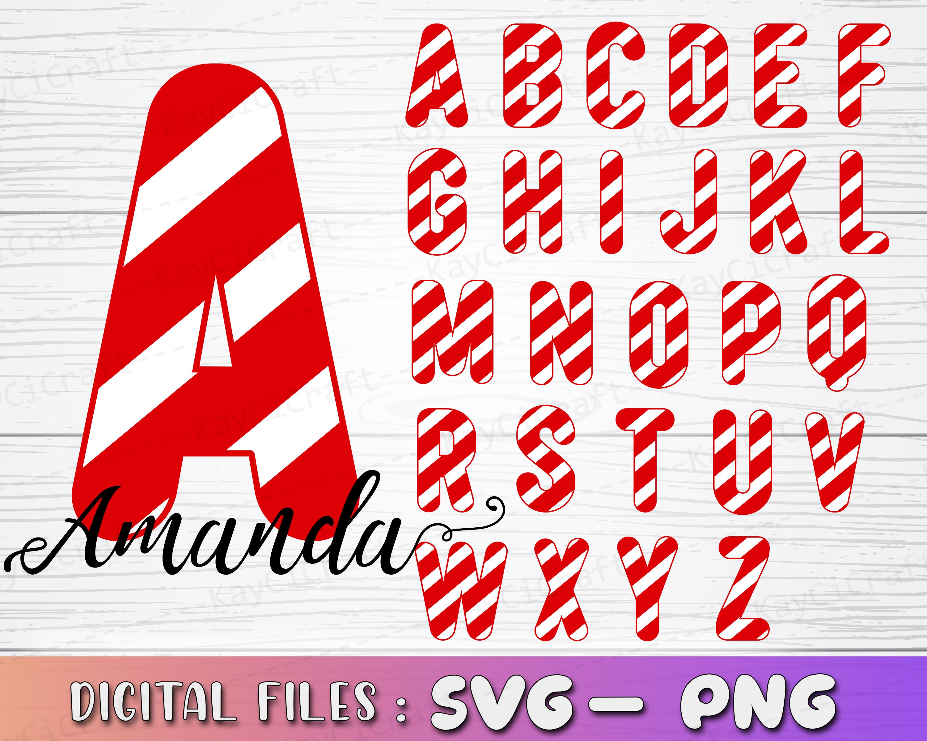 Christmas Candy Cane Alphabet SVG Christmas Candy Cane Font | Etsy
