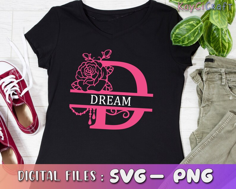 Rose Split Monogram Alphabet SVG Split Monogram Frame | Etsy