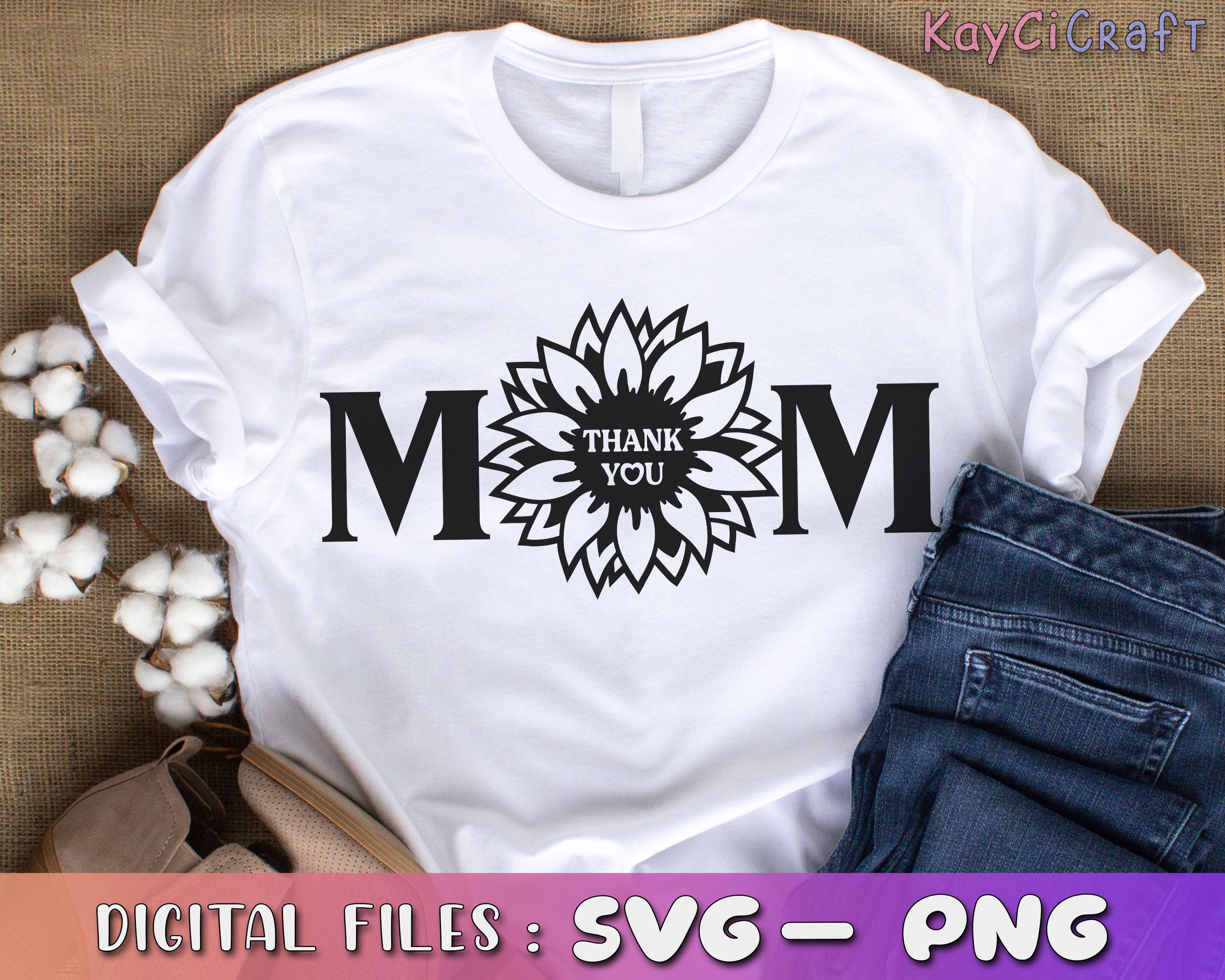 Sunflower Mom Monogram SVG I Love You Mom SVG Mother's | Etsy