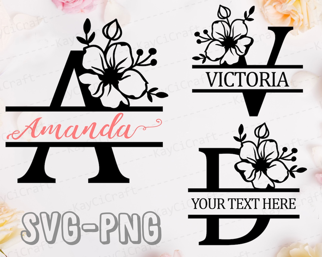Flower Split Monogram Alphabet SVG | Split Monogram Frame Alphabet ...