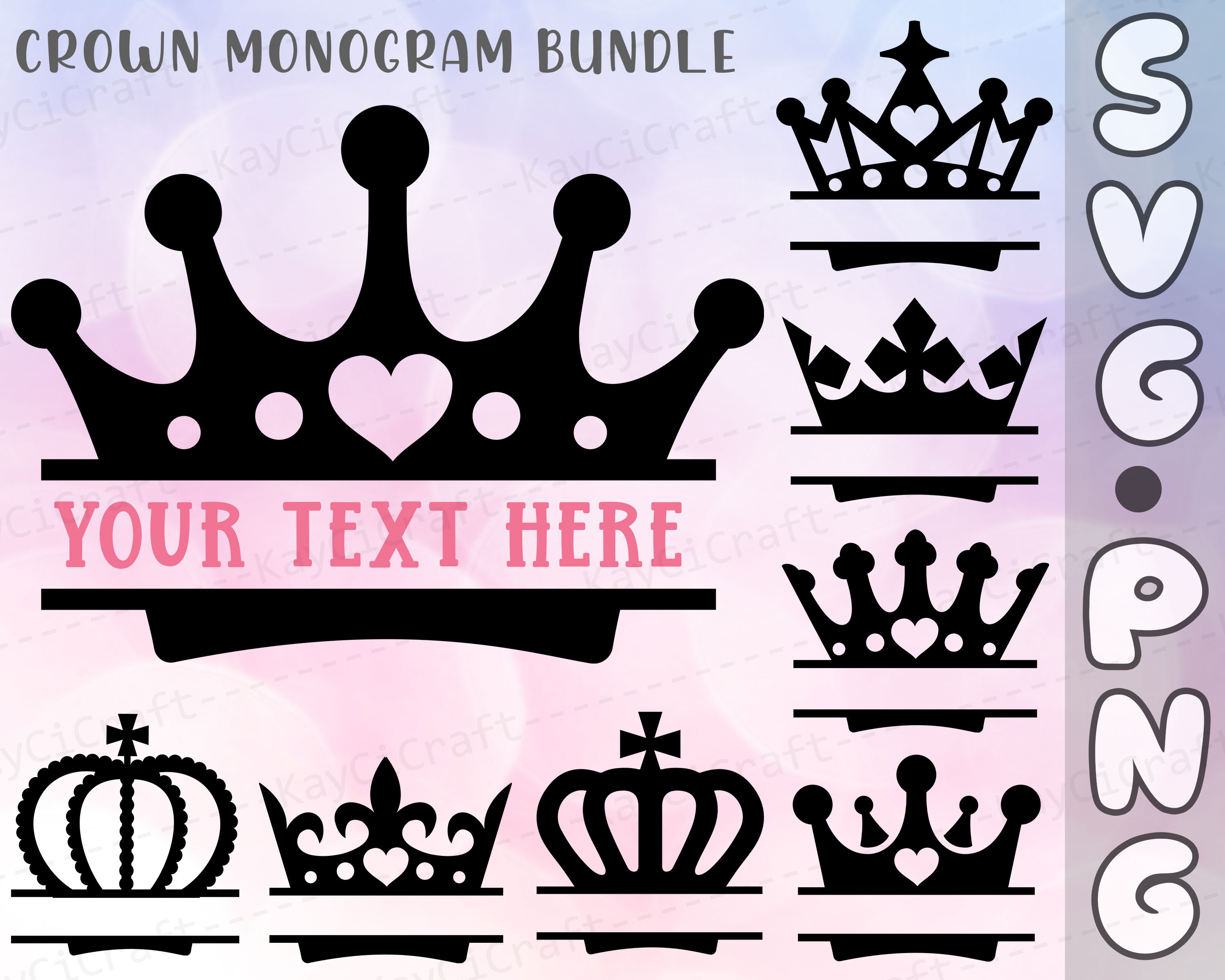 30 Crown Monogram Bundle SVG / Princess Crown Svg / Queen - Etsy UK