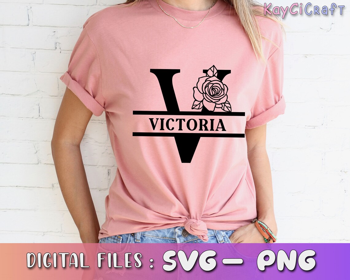 Rose Split Monogram Alphabet SVG Split Monogram Frame - Etsy