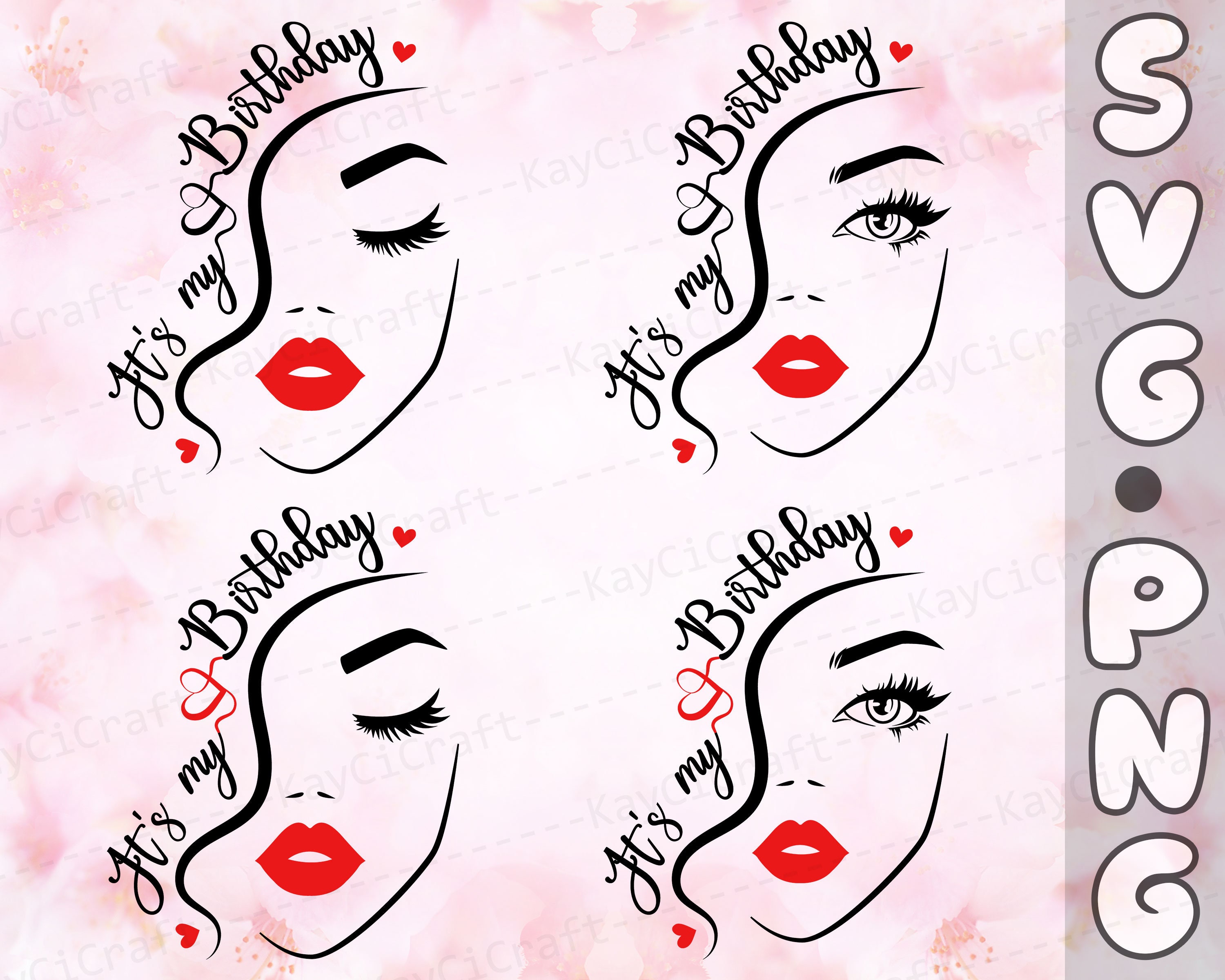 Woman Face Birthday SVG | Woman Face Svg | Birthday Svg | Lip Svg ...