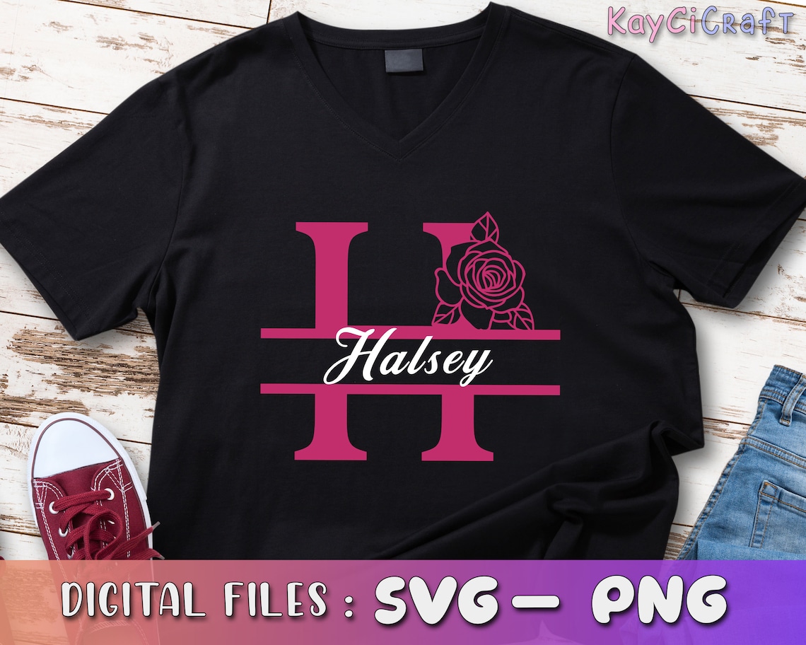 Rose Split Monogram Alphabet SVG Split Monogram Frame - Etsy
