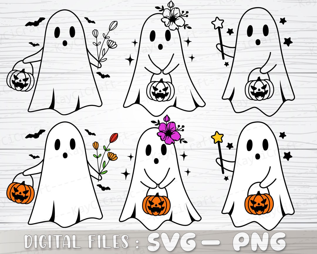 Ghost Bundle Svg / Floral Ghost Svg / Boo Svg / Halloween Shirt Svg ...
