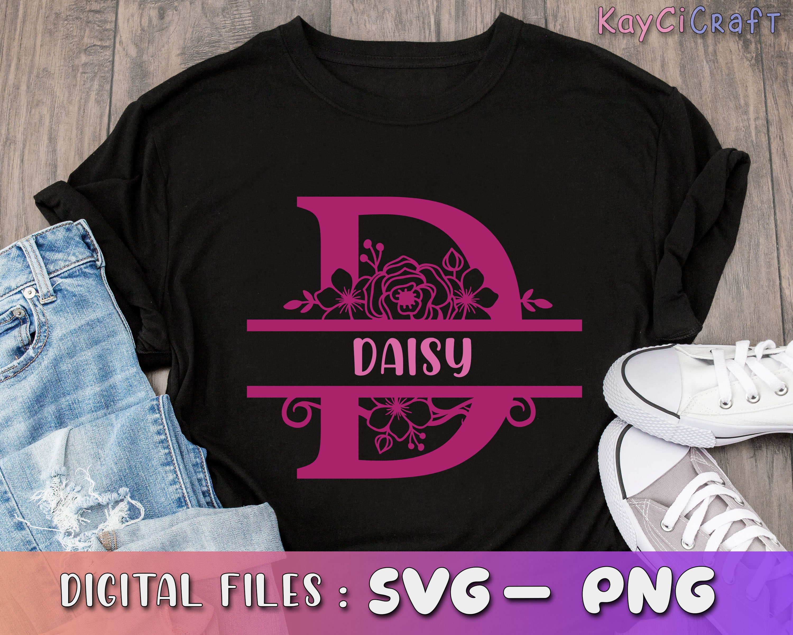 Floral Split Monogram Alphabet SVG Split Monogram Frame - Etsy