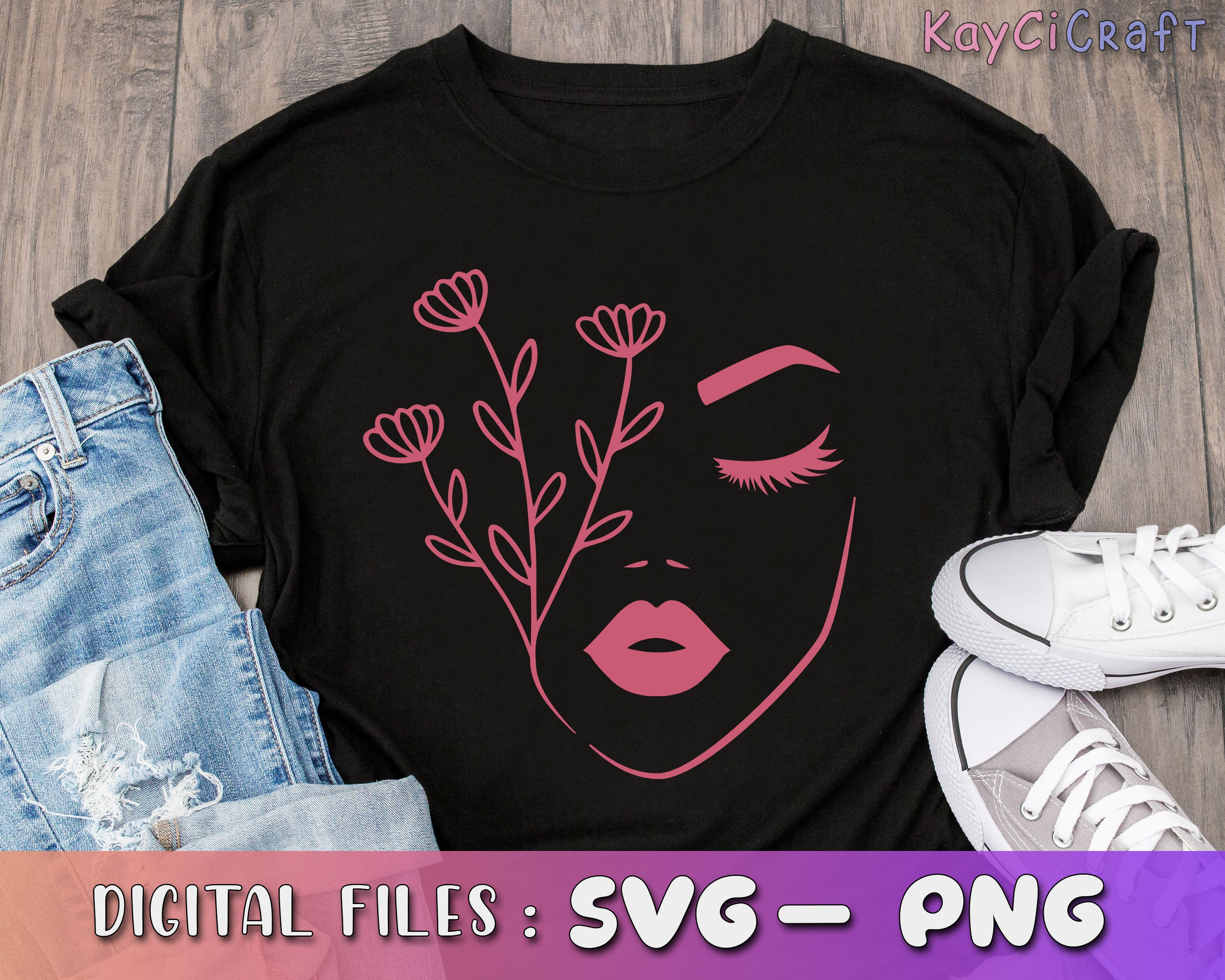 Woman Face With Flowers SVG | Woman Face Svg | Flower Svg | Lip Svg ...