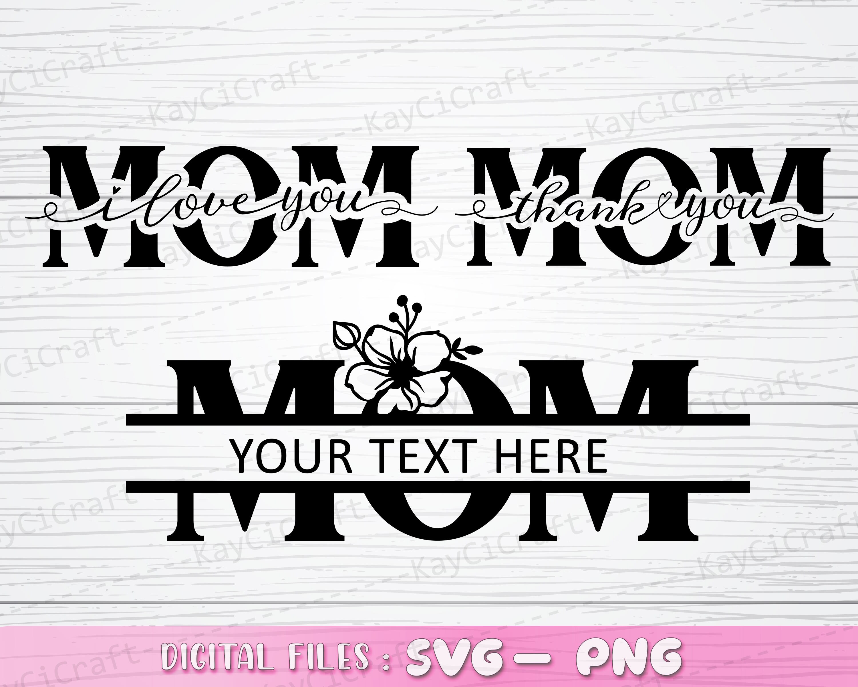 Mom Split Monogram SVG I Love You Mom SVG Mother's Day - Etsy