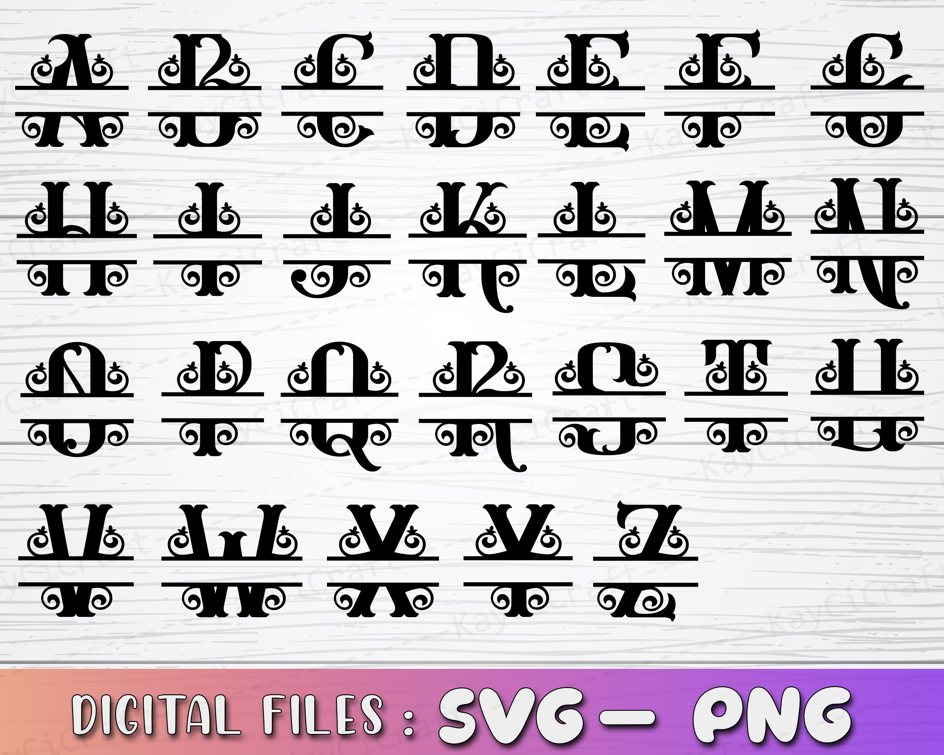 Vintage Split Monogram Alphabet SVG Split Monogram Frame | Etsy