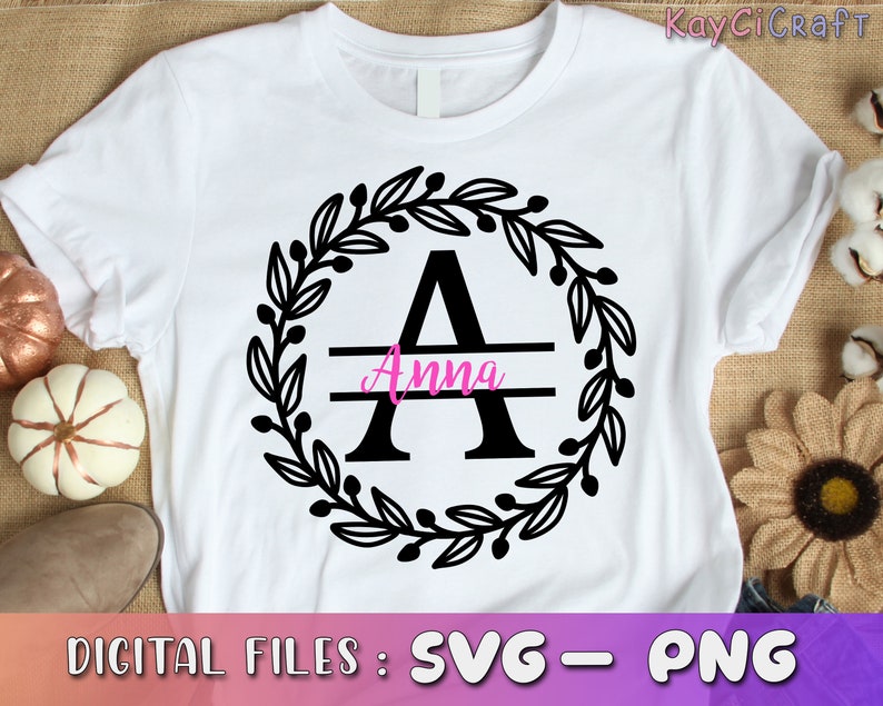 Split Monogram Alphabet SVG Wreath Alphabet Svg Monogram - Etsy