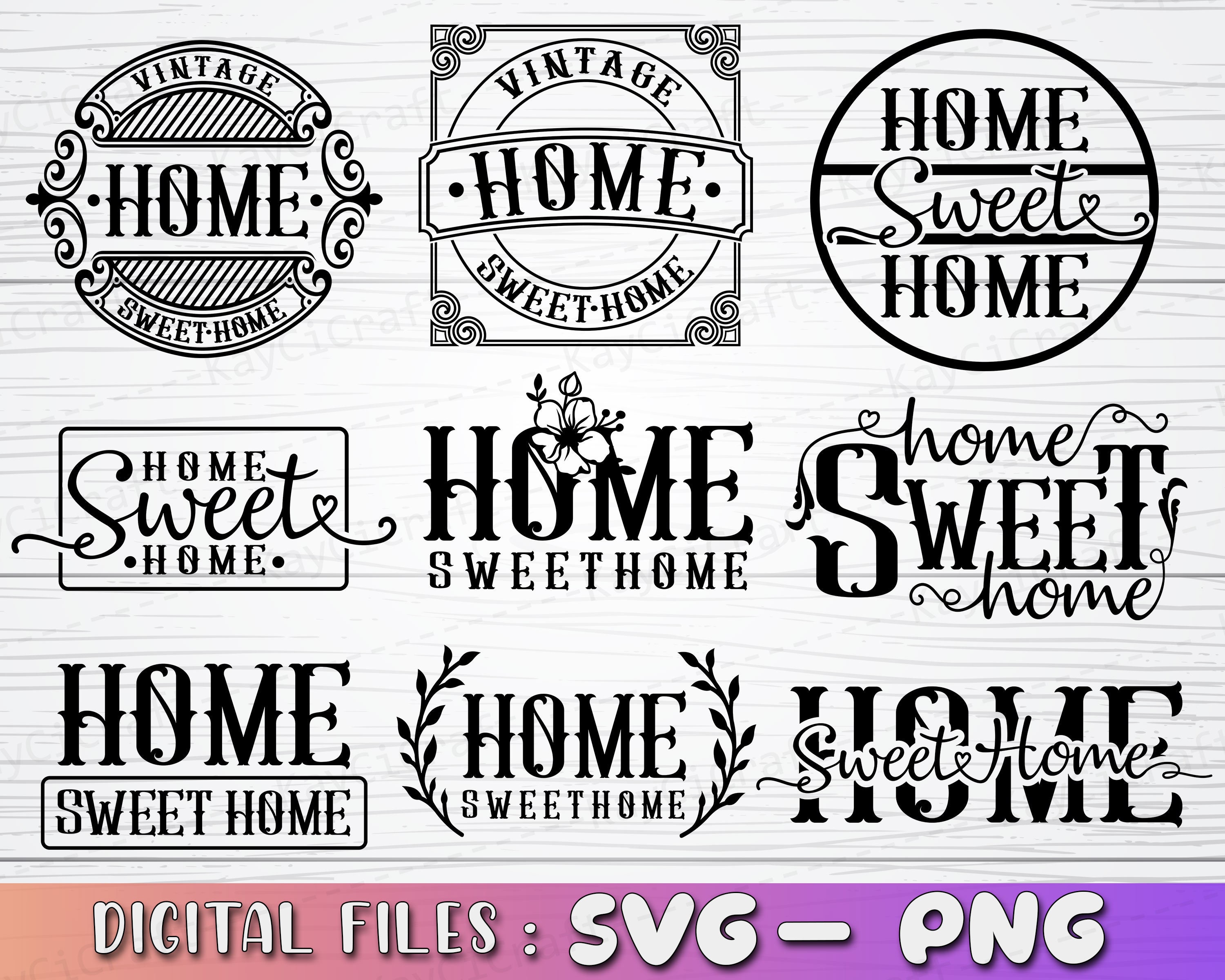 Vintage Home Sweet Home Bundle SVG / Home Svg File / Welcome | Etsy