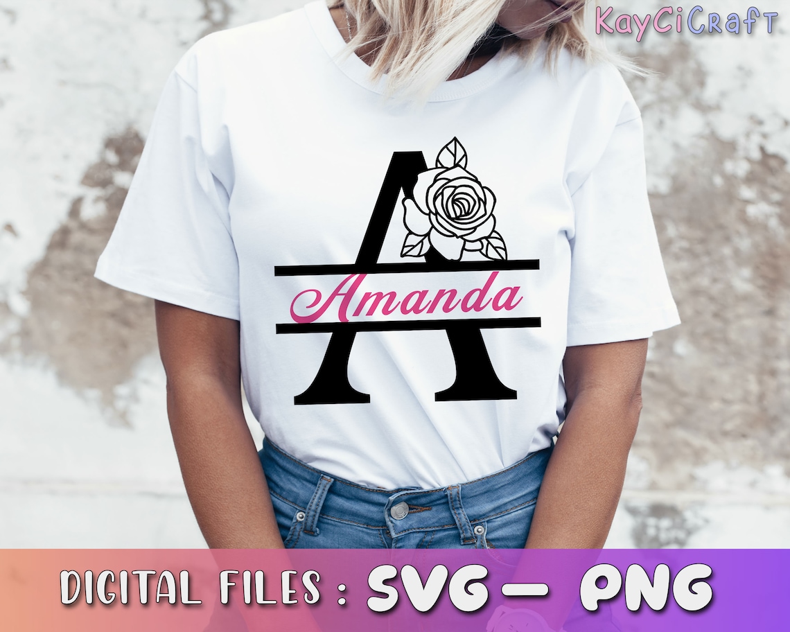 Rose Split Monogram Alphabet SVG | Split Monogram Frame Alphabet ...