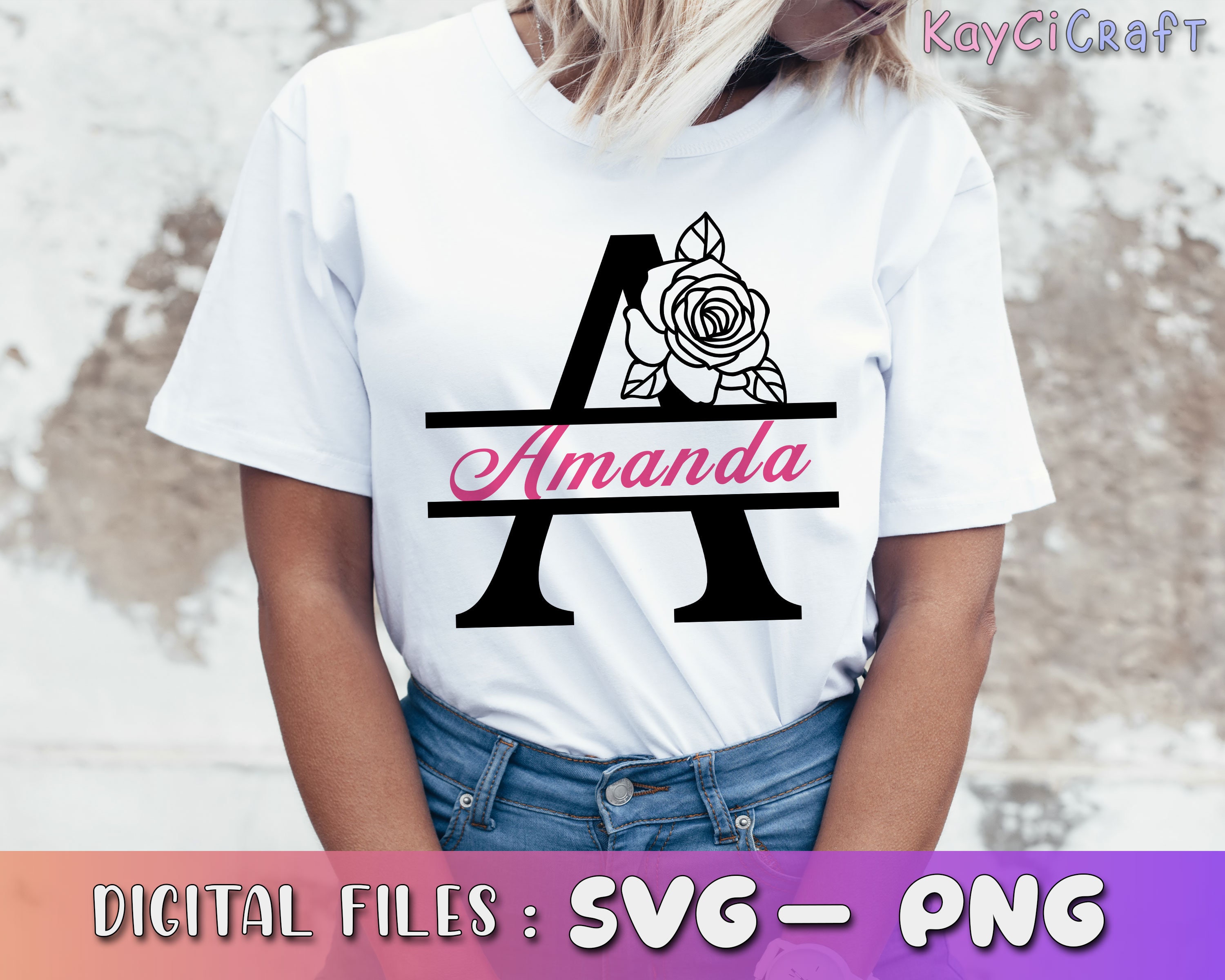 Rose Split Monogram Alphabet SVG | Split Monogram Frame Alphabet ...