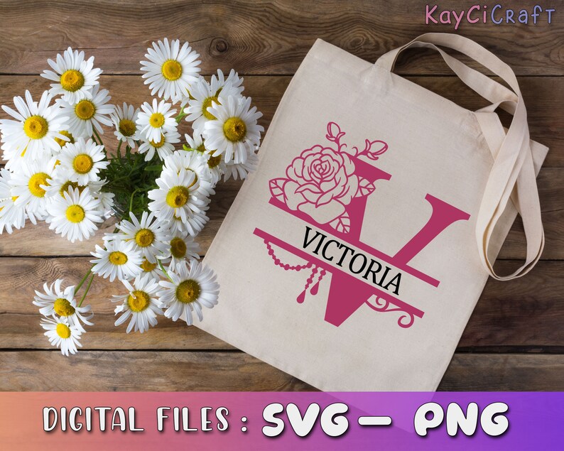 Rose Split Monogram Alphabet SVG Split Monogram Frame | Etsy