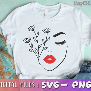 Woman Face With Flowers SVG | Woman Face Svg | Flower Svg | Lip Svg ...