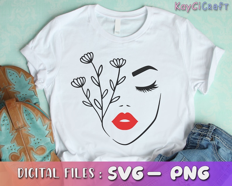 Woman Face With Flowers SVG | Woman Face Svg | Flower Svg | Lip Svg ...