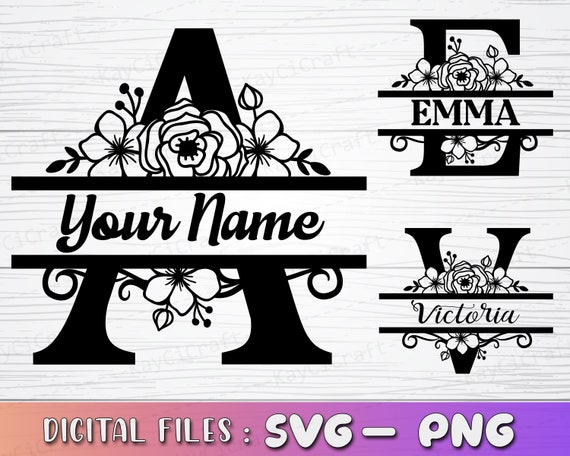 Floral Split Monogram Alphabet SVG Split Monogram Frame - Etsy