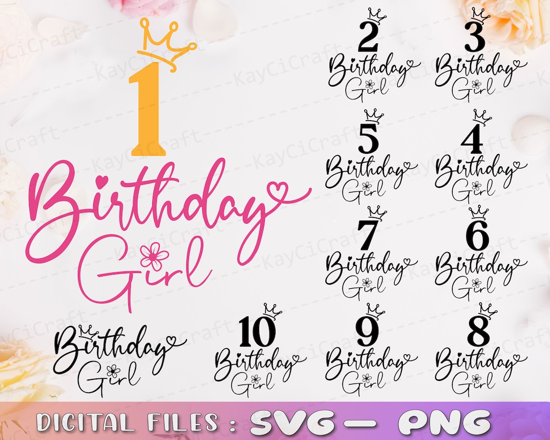 Birthday Girl Svg / Birthday Girl Numbers Svg / Birthday Princess Svg ...