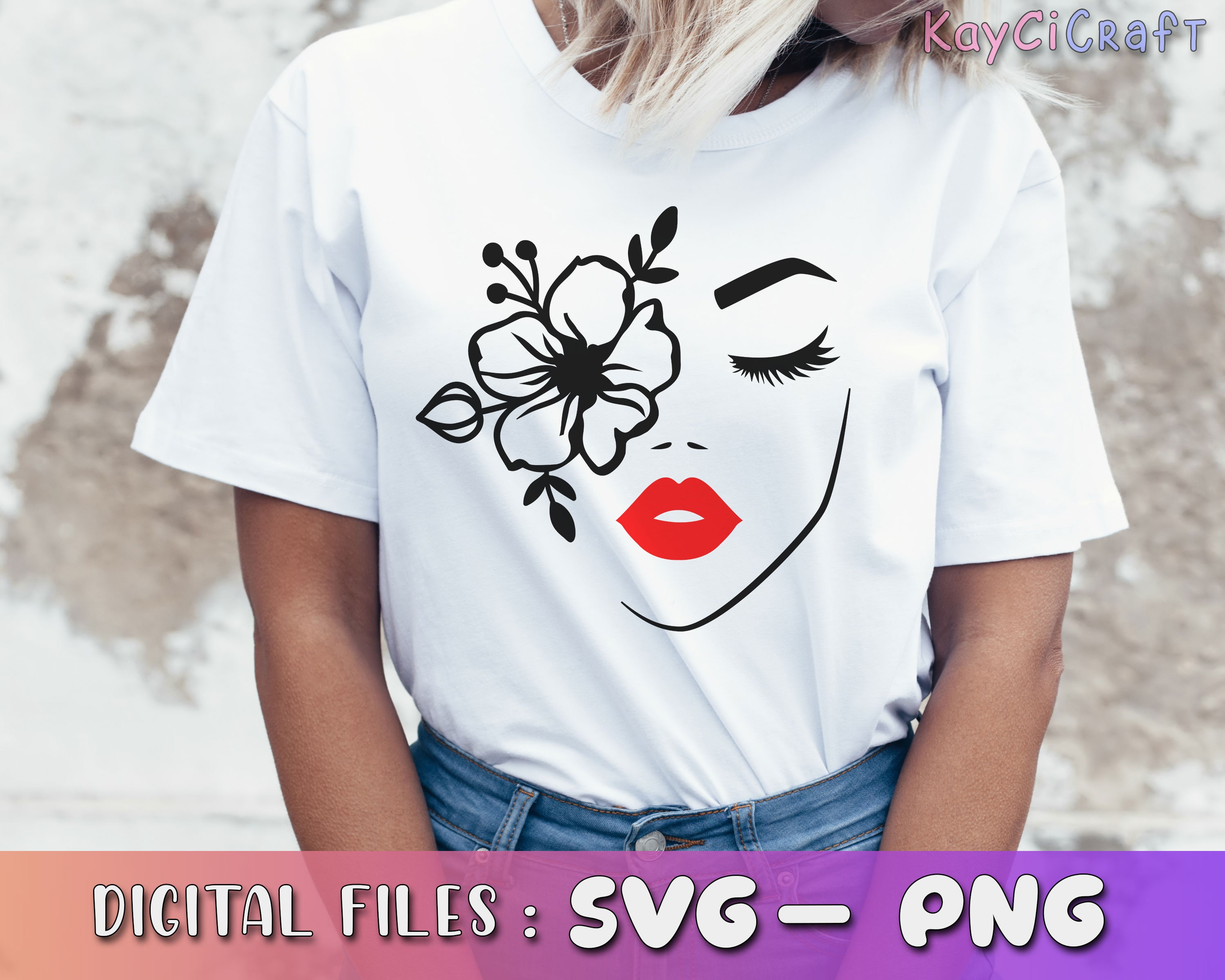 Woman Face With Flowers SVG | Woman Face Svg | Flower Svg | Lip Svg ...