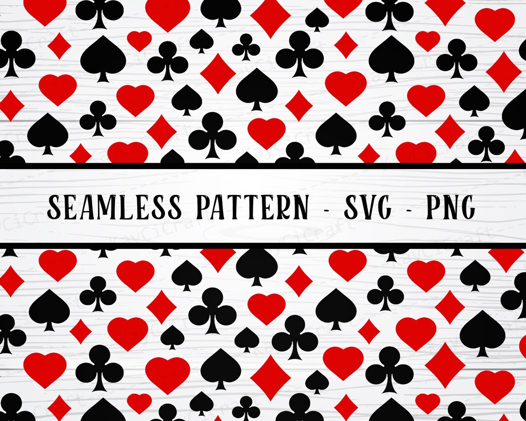 Seamless POKER Pattern SVG | Seamless Heart Pattern SVG | Poker Svg L ...