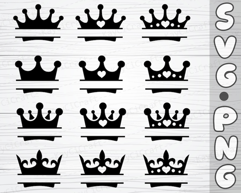 30+ Crown Monogram Bundle SVG / Princess Crown Svg / Queen Crown Svg ...