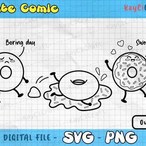 Boring or Sweet - Cute Comic Svg | Cute Donut Svg | Comic for Child SVG ...
