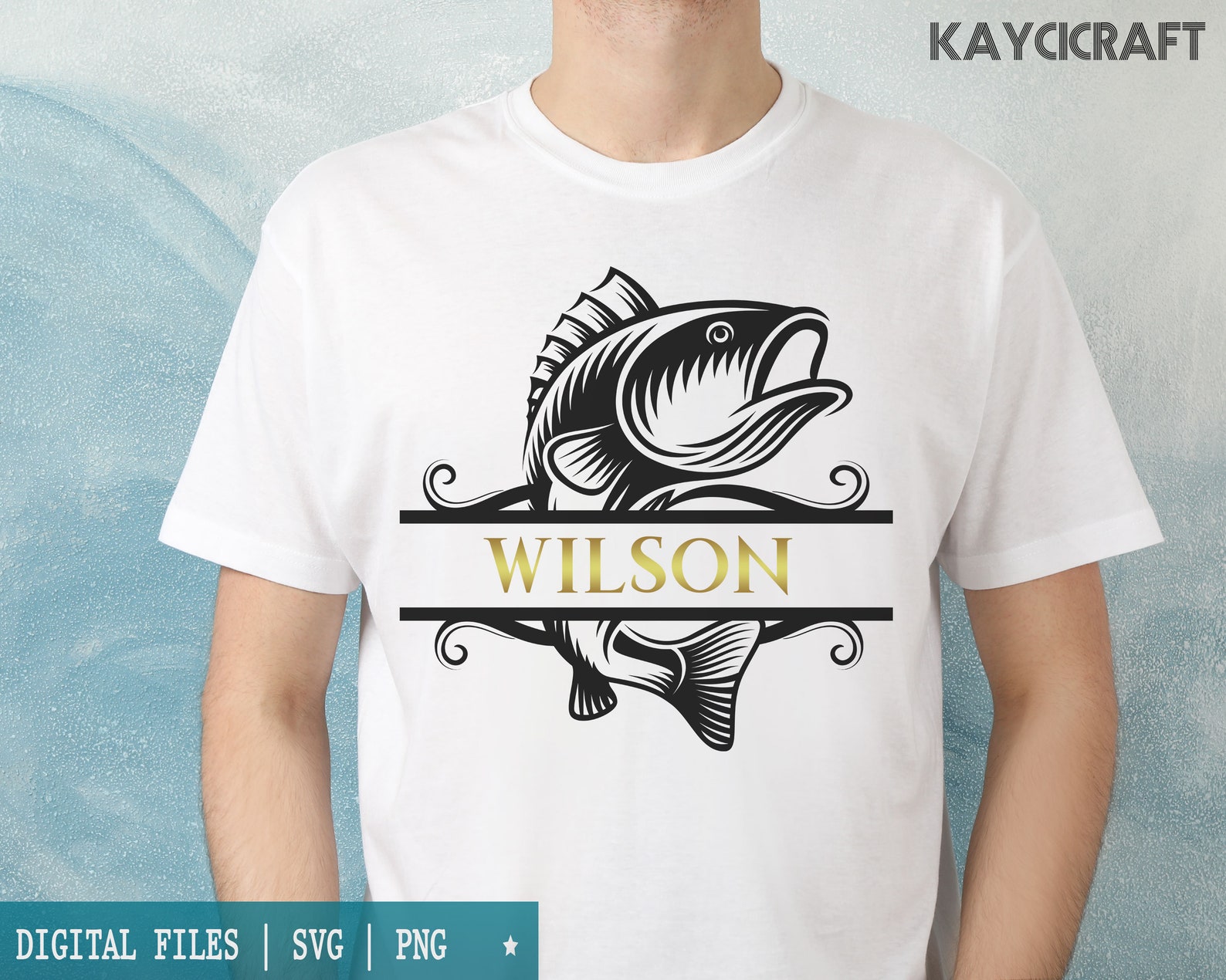 Fishing Monogram SVG Bass Fish SVG Fishing Split Monogram - Etsy