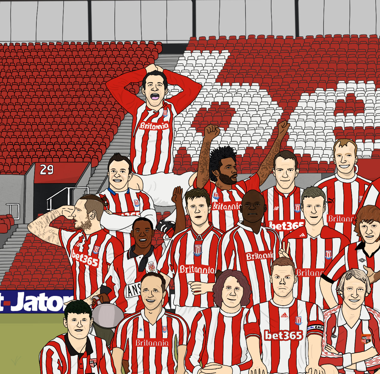 Stoke City - Team Photo - All Time Greatest Players Illustration (A4 ...