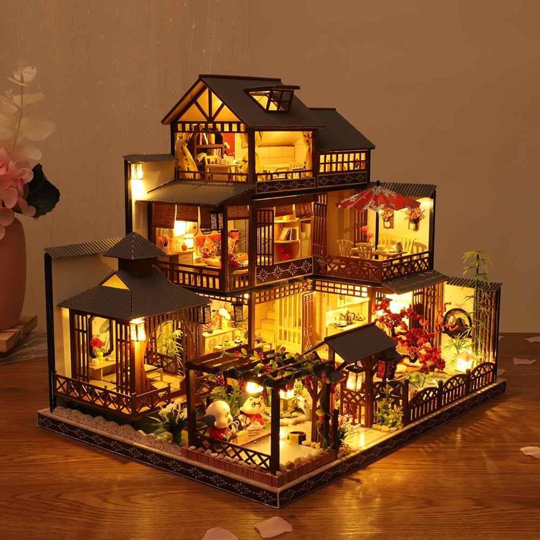 Diy Japanese Style Villa Wooden Miniature Doll House Kit Large Etsy