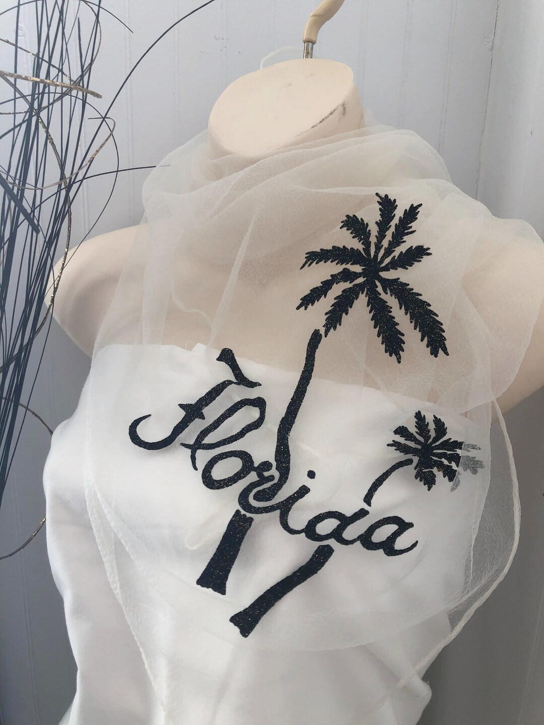Florida Vintage Scarf - Florida State Scarves - Flocked Palm Trees ...