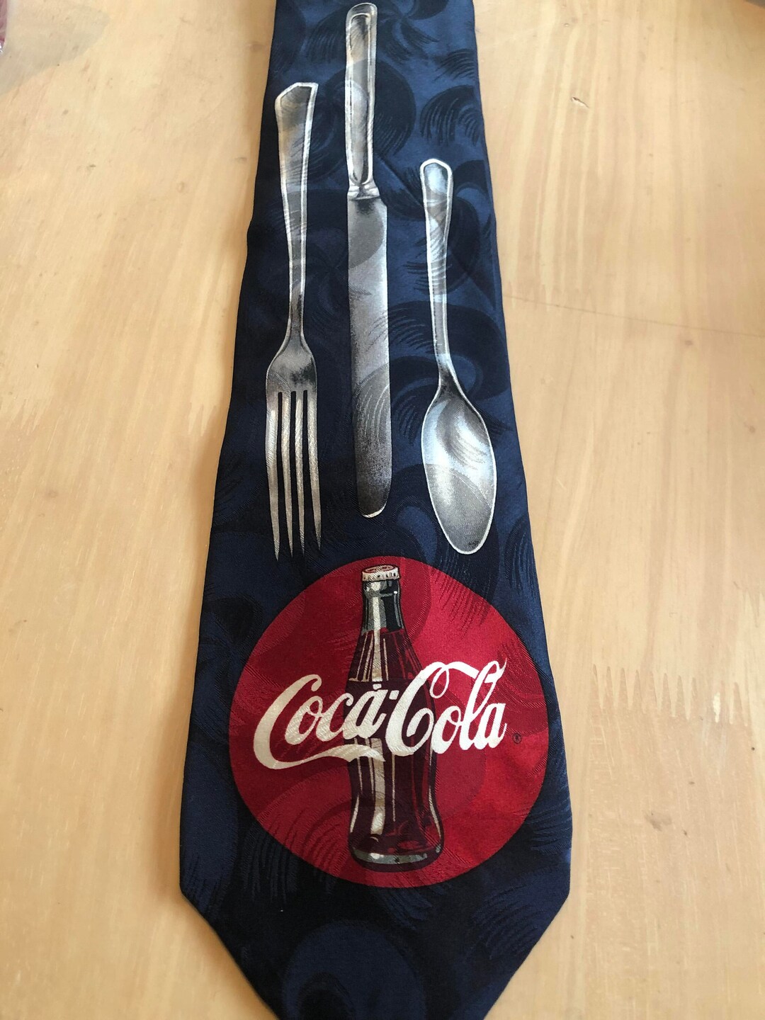 Coke Vintage SILK Tie - Coca Cola - Knife Fork Spoon Silk Tie - Made in ...