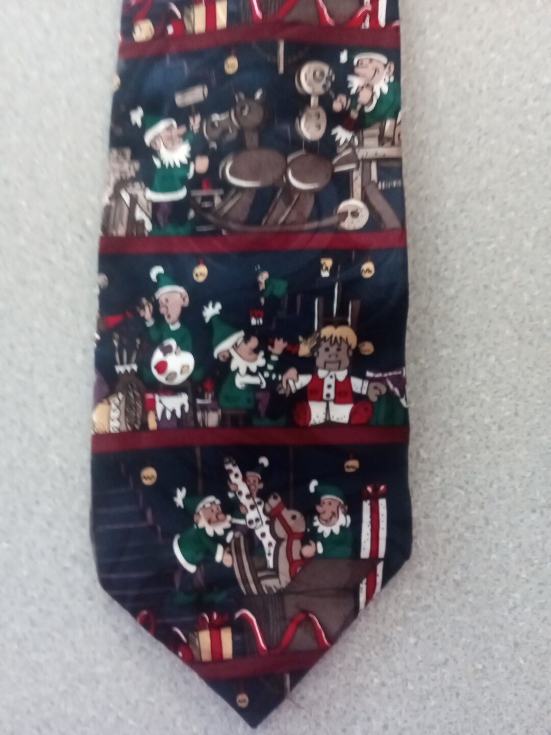 Santa's Workshop Vintage SILK Christmas Tie Elves Toy - Etsy