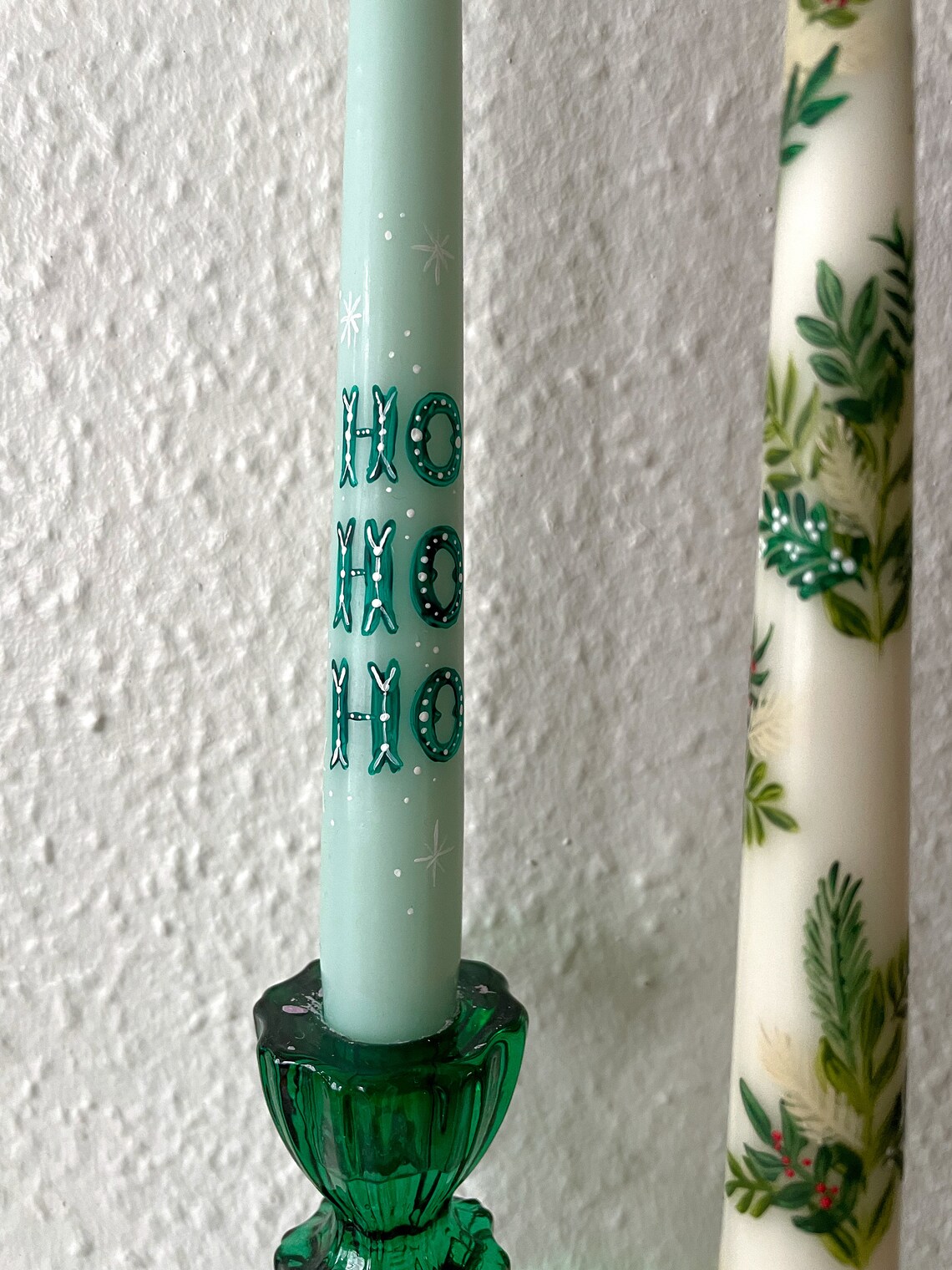 Ho Ho Ho Christmas Dinner Candle Festive Candle Hand Painted Christmas ...