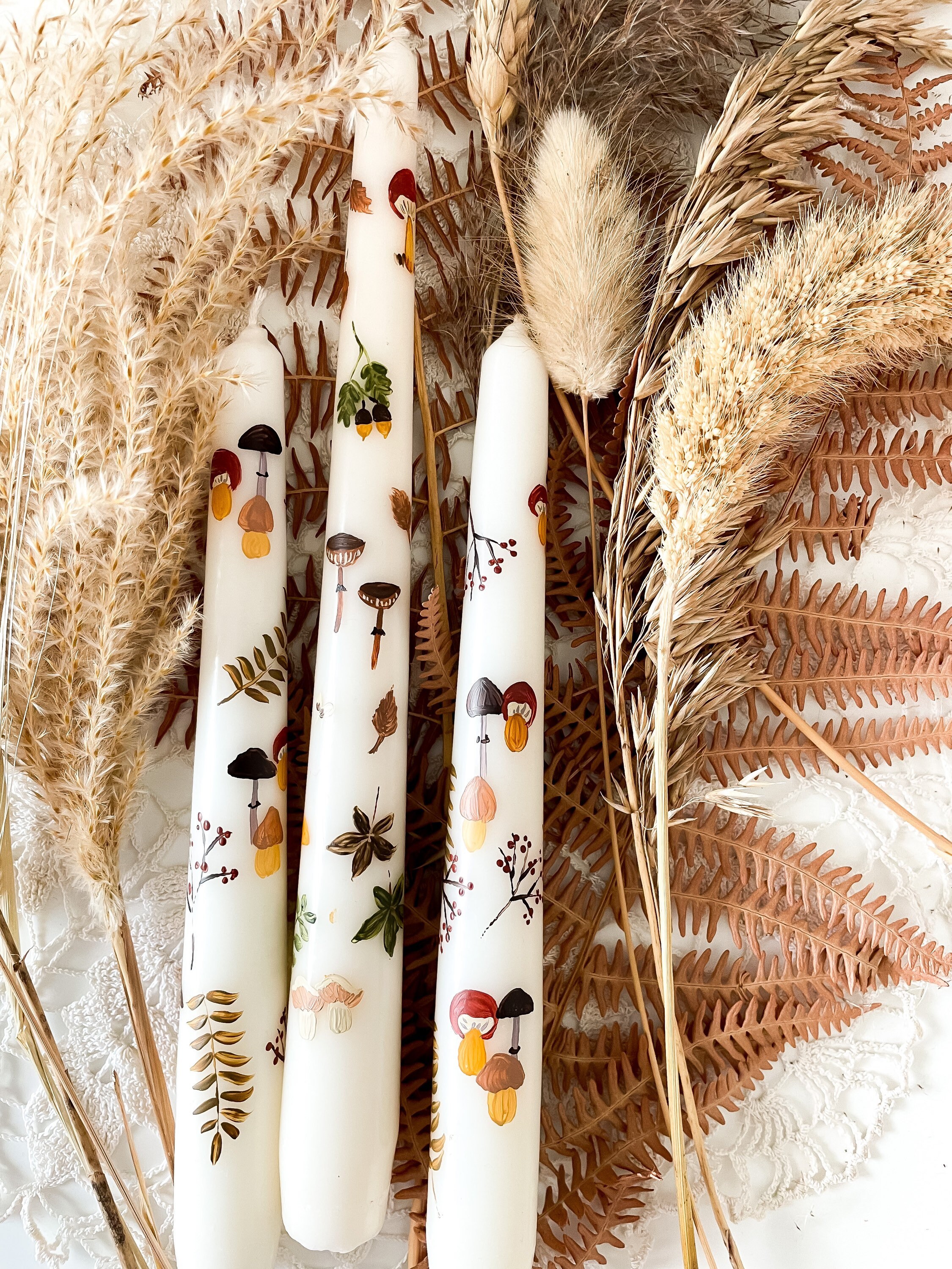 Hello Fall Hand Painted Candles | Autumn Candles | Illustrated Candles ...