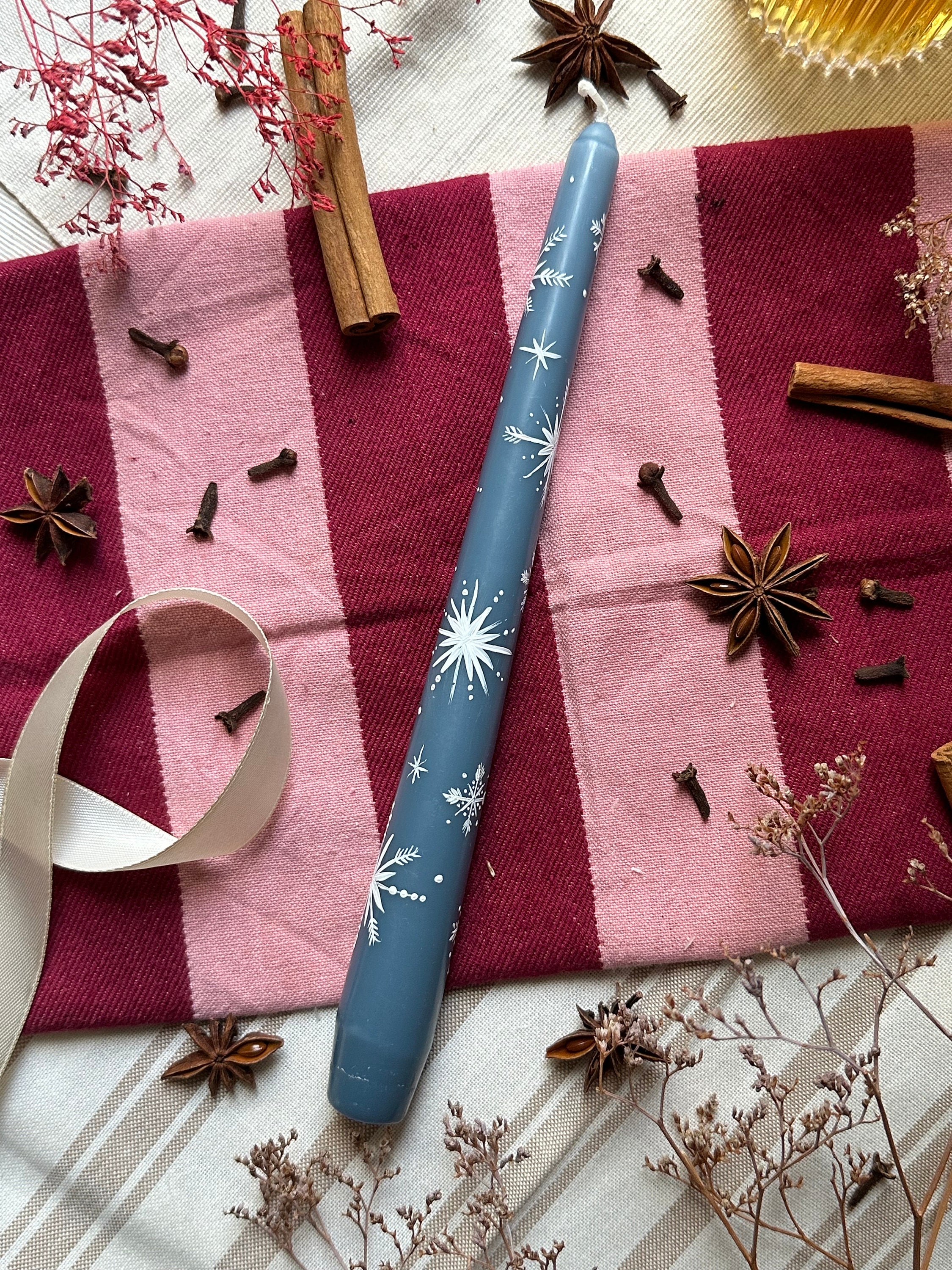 Snowflakes Dinner Candle Tapered Candle Festive Winter Gifts Christmas ...