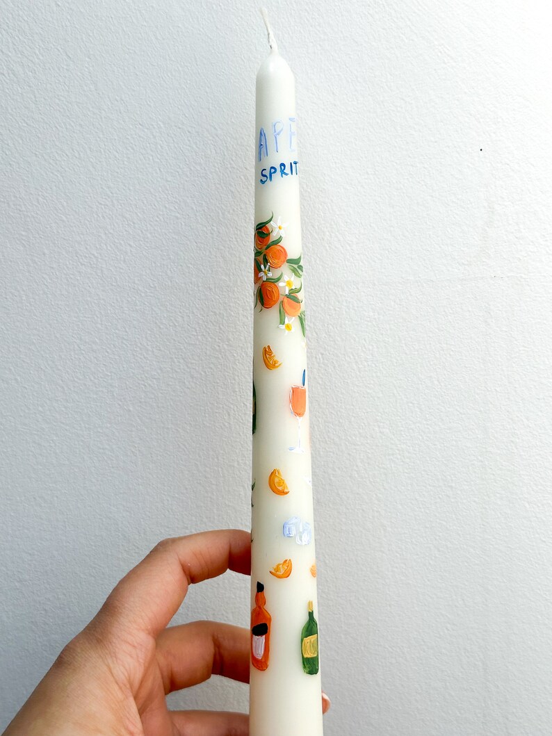 Hand-painted Aperol Spritz Candle: Summer Cocktail Art - Etsy