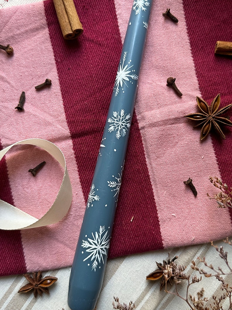 Snowflakes Dinner Candle Tapered Candle Festive Winter Gifts Christmas ...