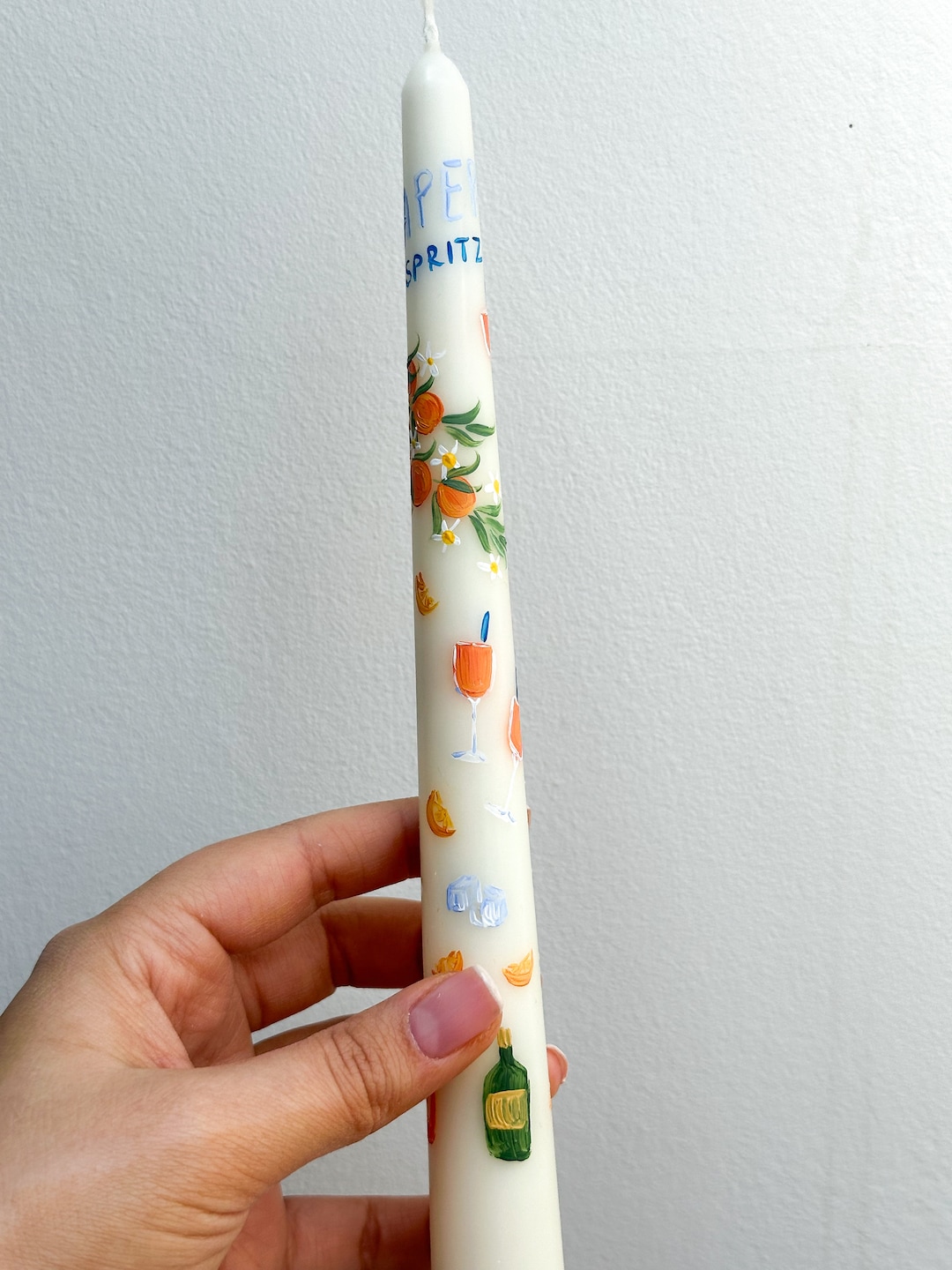 Hand-painted Aperol Spritz Candle: Summer Cocktail Art - Etsy UK