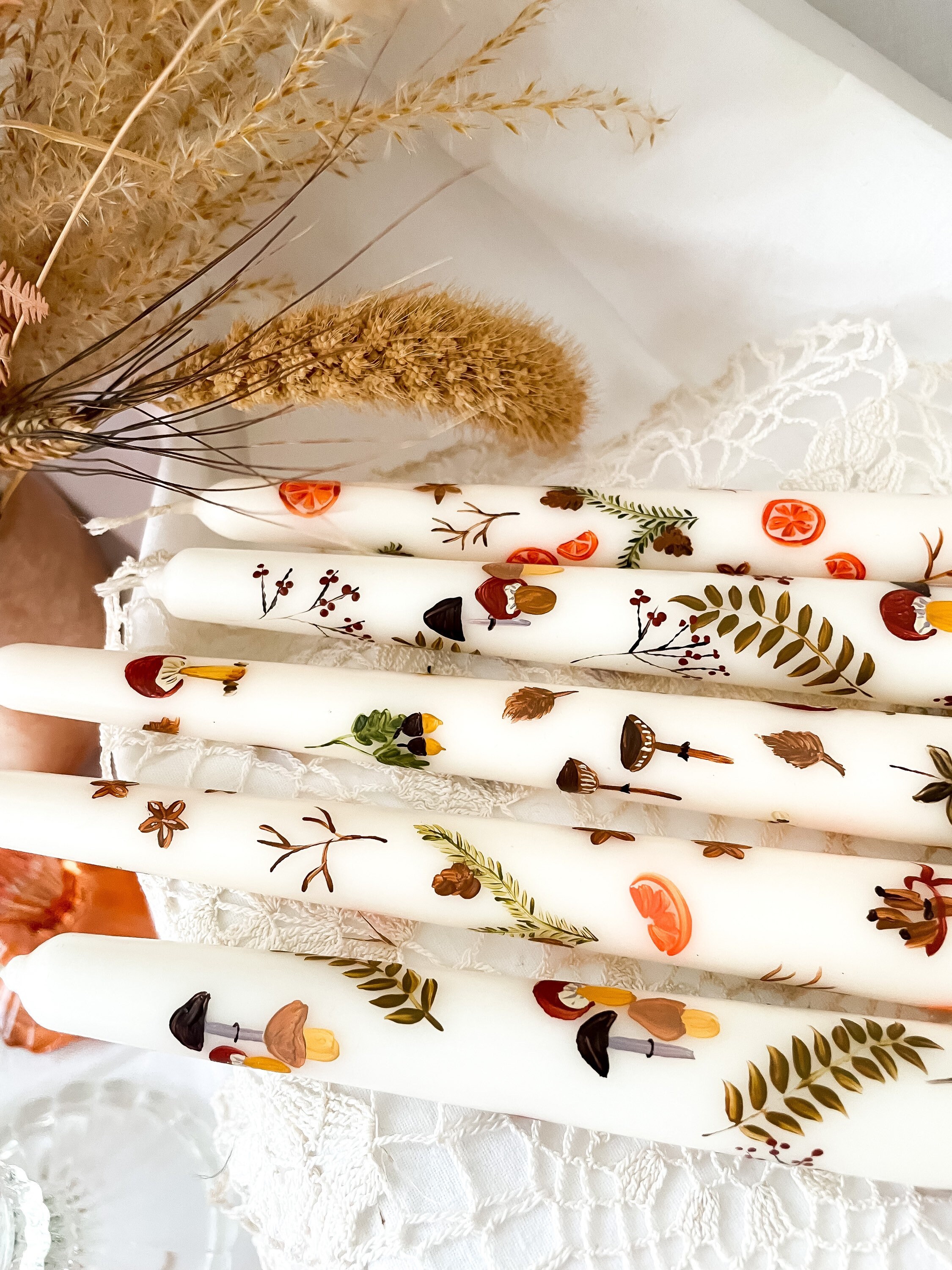 Hello Fall Hand Painted Candles | Autumn Candles | Illustrated Candles ...