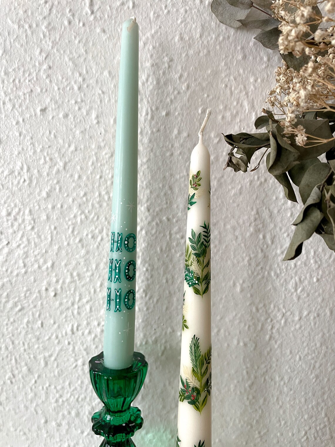 Ho Ho Ho Christmas Dinner Candle Festive Candle Hand Painted Christmas ...