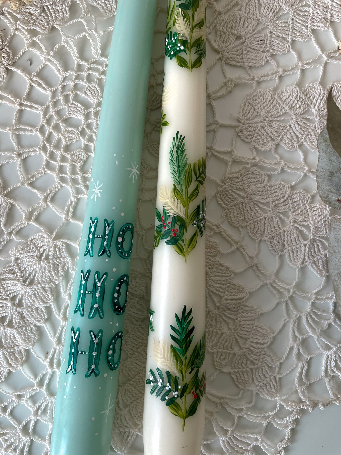 Ho Ho Ho Christmas Dinner Candle Festive Candle Hand Painted Christmas ...