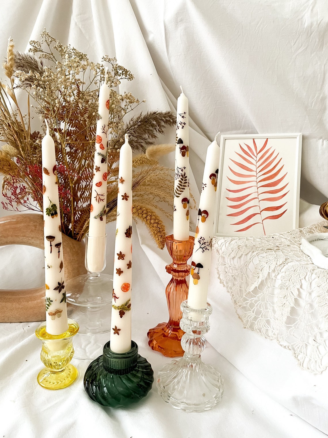Hello Fall Hand Painted Candles | Autumn Candles | Illustrated Candles ...