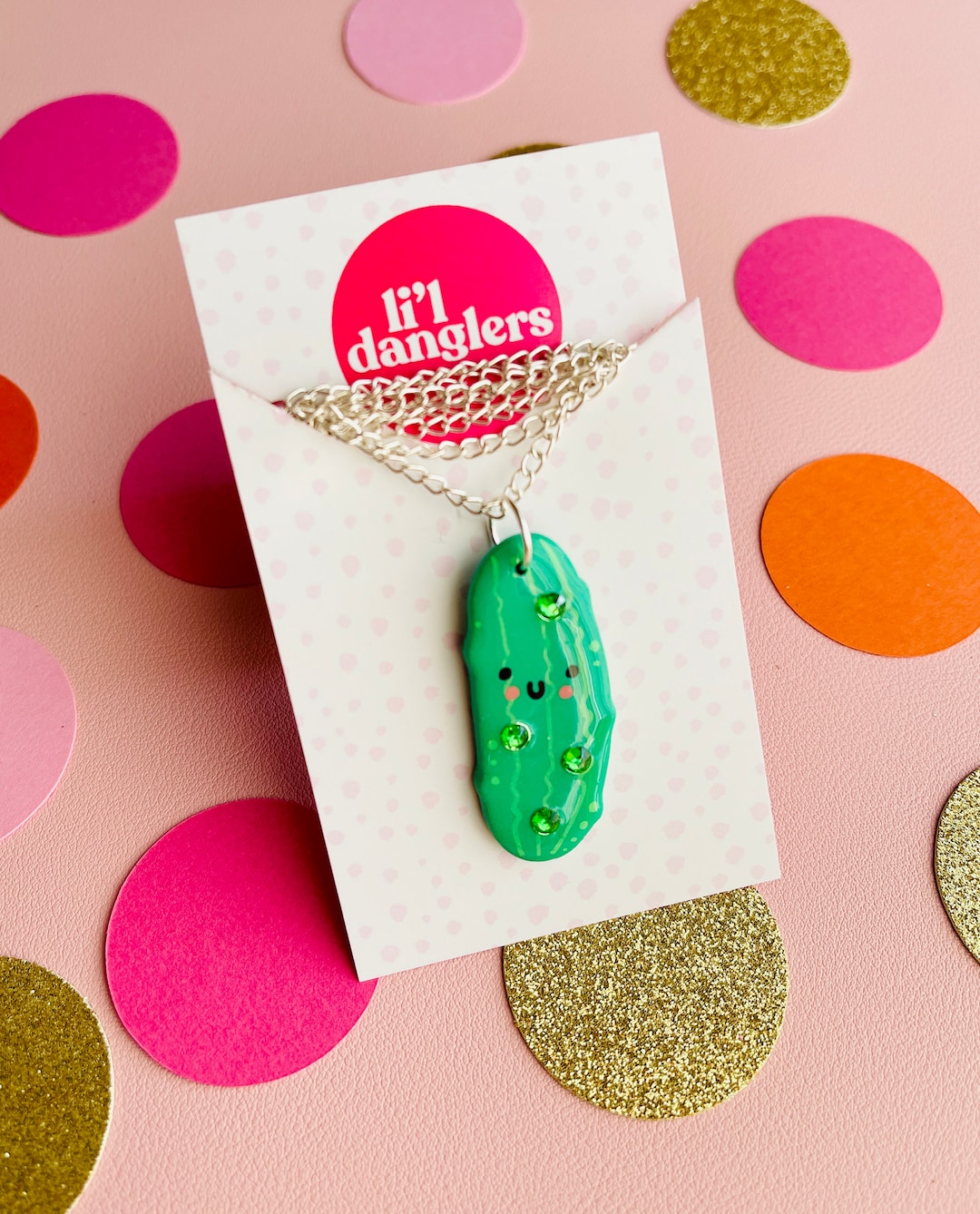 Cute Pickle Necklace Silver Plated 18 Chain Polymer Clay - Etsy