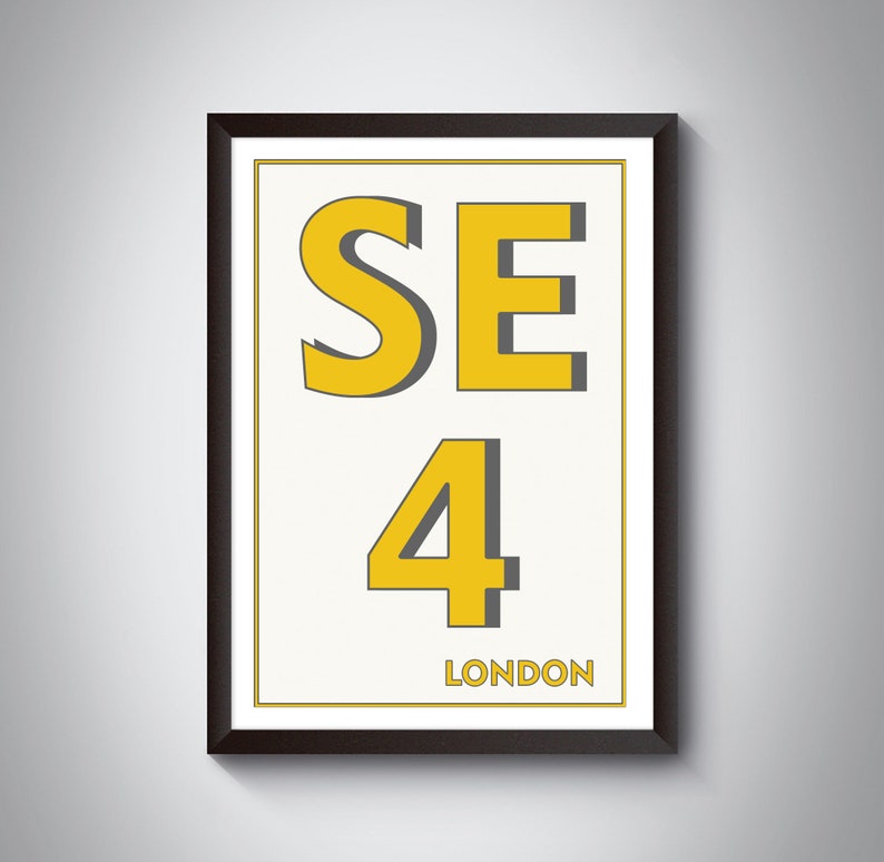 SE4 brockley London Postcode Typography Print Giclée Art - Etsy UK