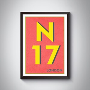 N17 (tottenham) London Postcode Typography Print - Giclée Art Print ...
